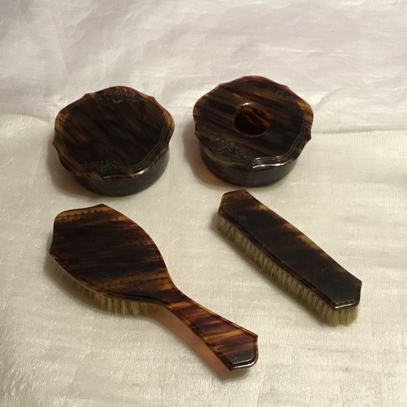 Vanity set | Accents | Antique 4piece Plastic Tortoise Shell Vanity Set ...